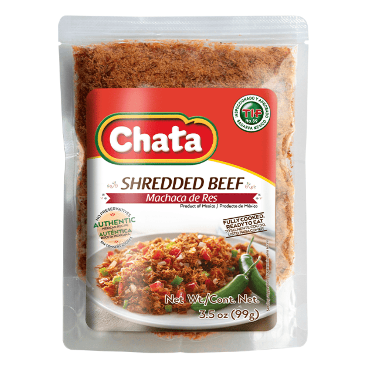 Chata Shredded Beef (Machaca) Pouch, 3.5 oz — Cordialsa USA