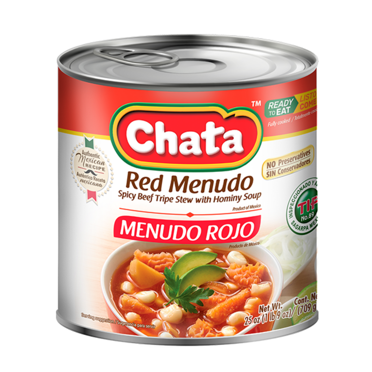 Chata Red Menudo With Hominy Soup Can, 25 oz — Cordialsa USA