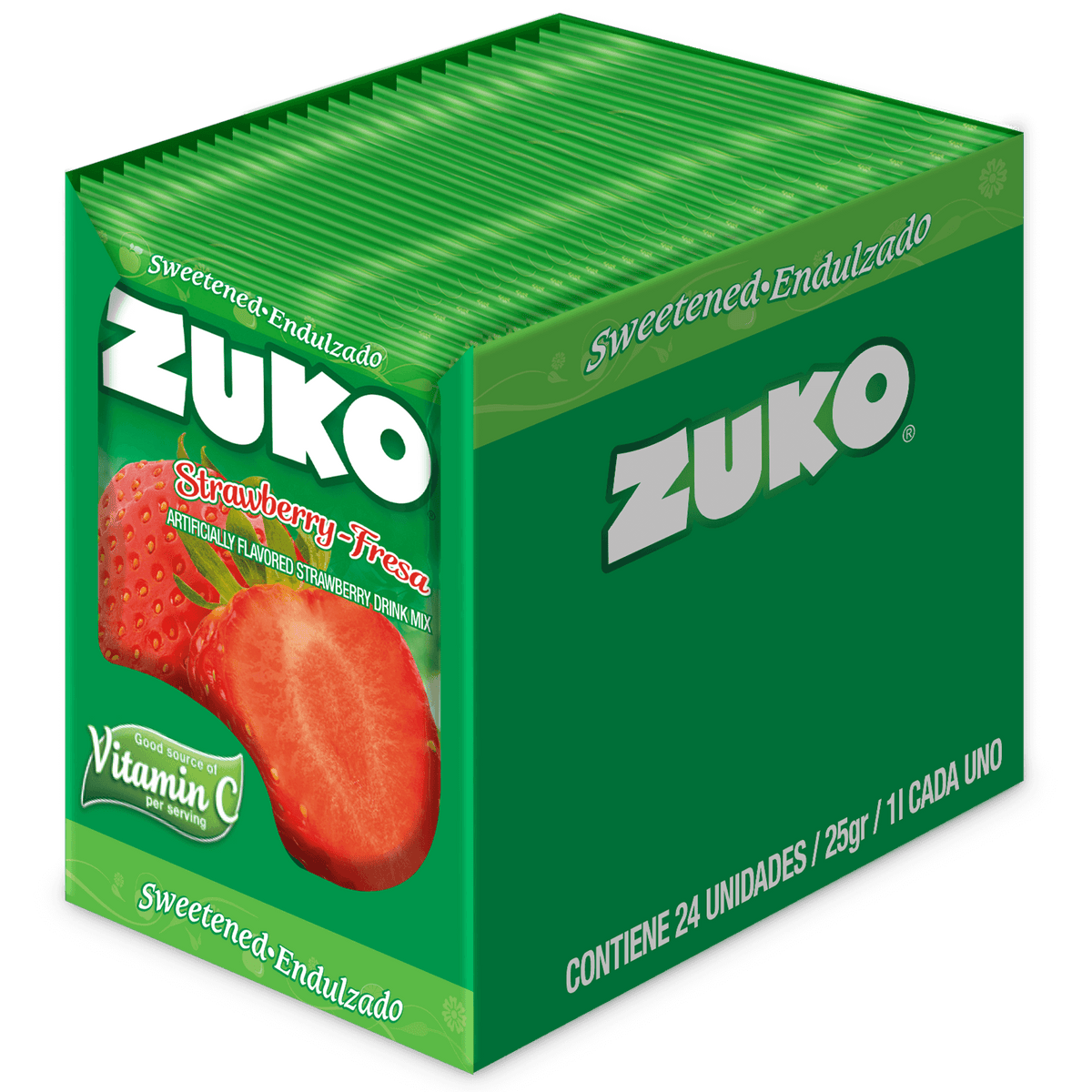 Zuko Drink Mix Strawberry Individual Pack, 24 Count, 0.9 oz — Cordialsa USA